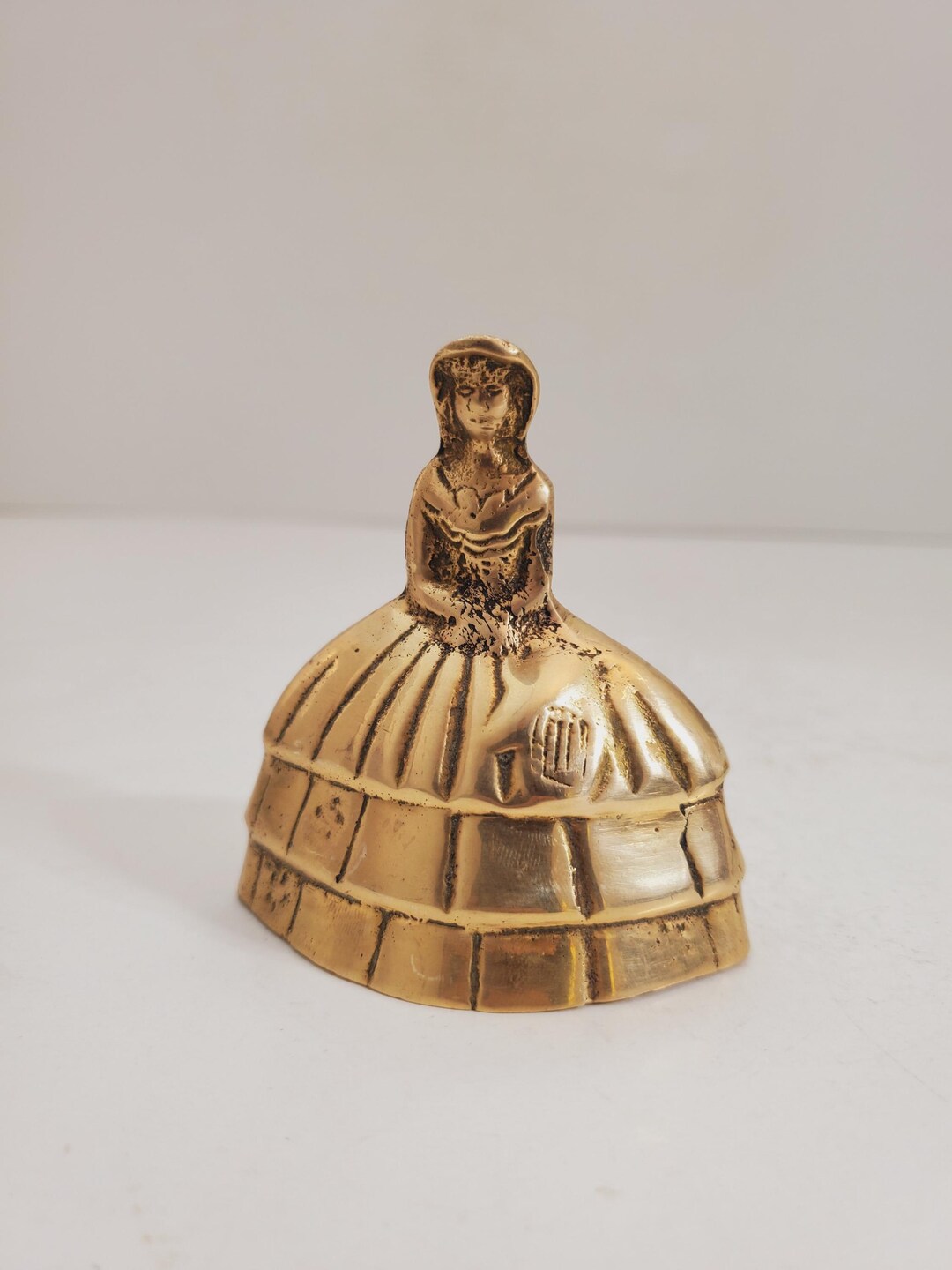 Antique Brass Bell Lady Figurine, Renaissance Lady Bell - Lady Hand ...