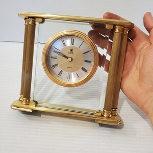Vintage Clock Beveled Glass Quartz Clock - Vintage Desk Table or Mantle ...