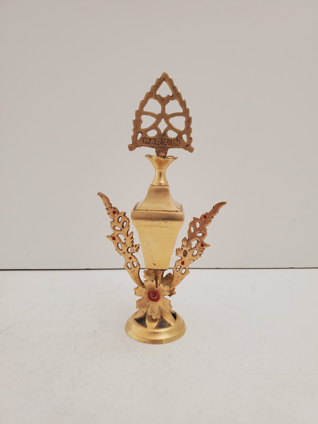 TALL WINGED Surmadani KOHL Surma Pot Old Brass Ornate Cap Wing ...
