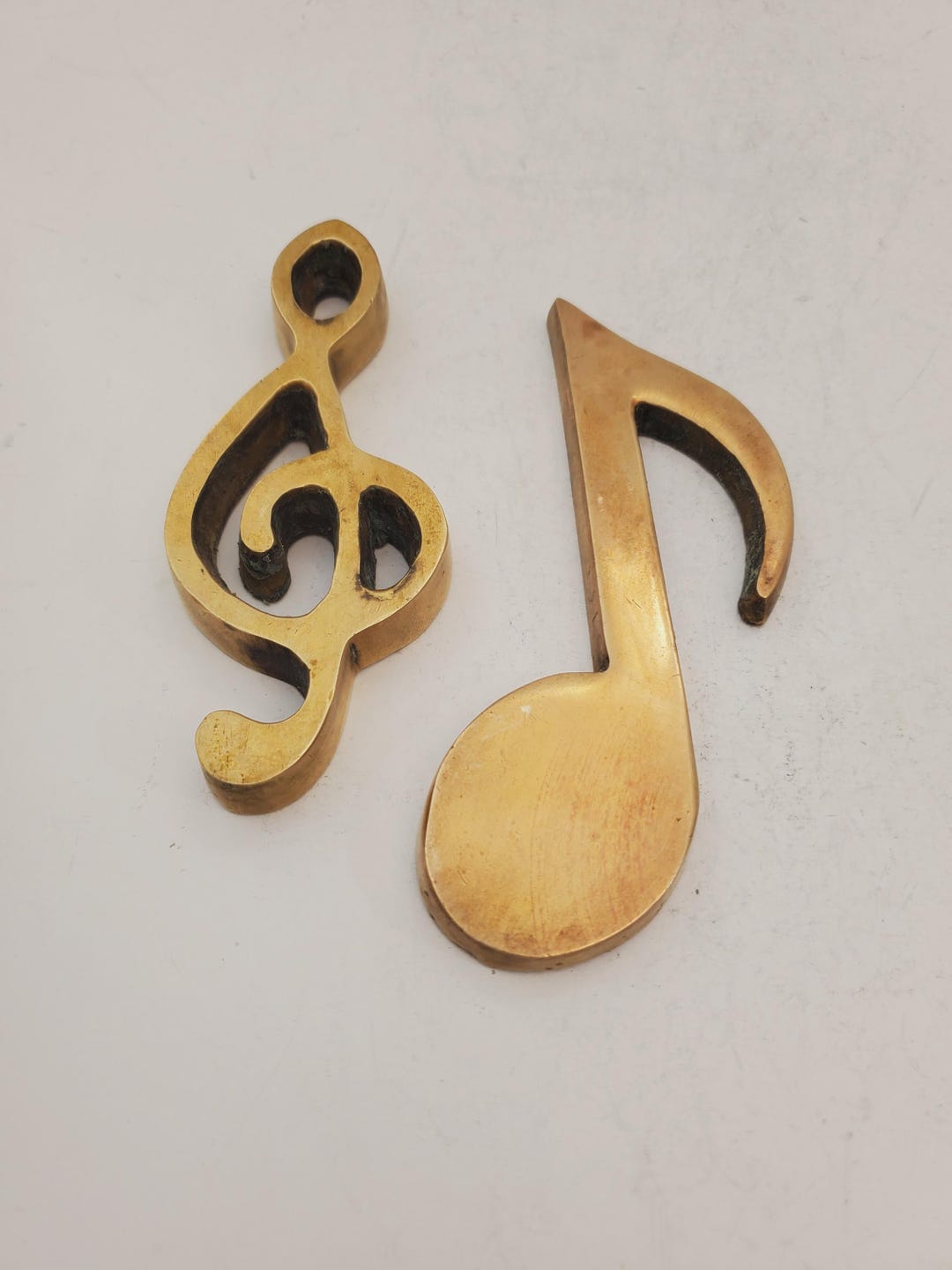 Vintage Brass Treble Clef and 1/8 Note Music Notes Paperweights, Brass ...