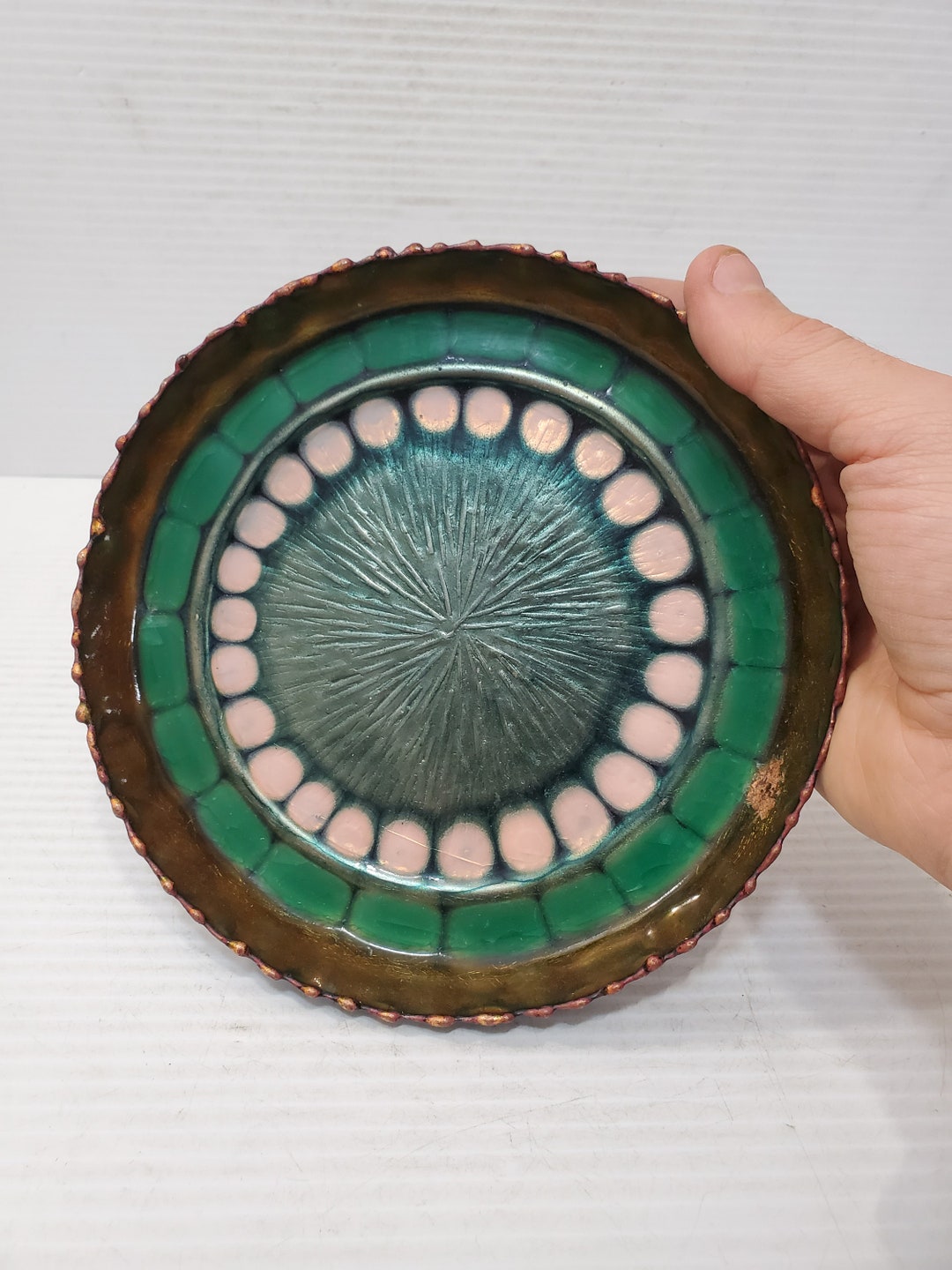 Enamel on Copper. Copper Tray, Enamelled Copper Dish . Hand Hammered ...