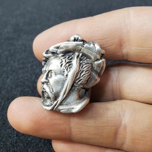 Sterling Silver Face Ring Man Face Ring Mask Ring Portrait Ring Ancient ...