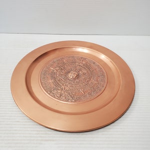 Vintage 11.5" Mexican Aztec Embossed Copper Metal Wall Calendar Plaque ...