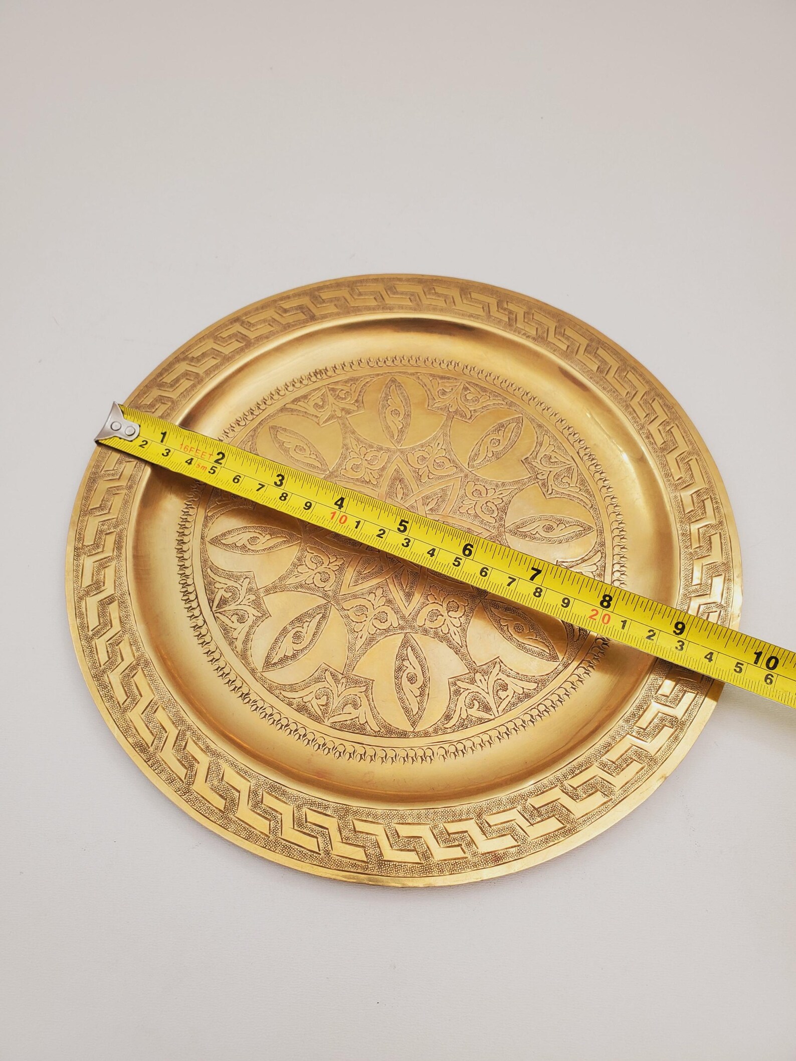 Vintage Brass Plate,small Brass Plate, Carved Trincket Plate, Carved ...