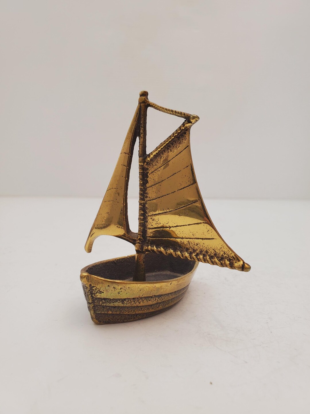 Vintage Brass Ship Boat Yacht Statue, Boat Ship Collector, Father's Day ...