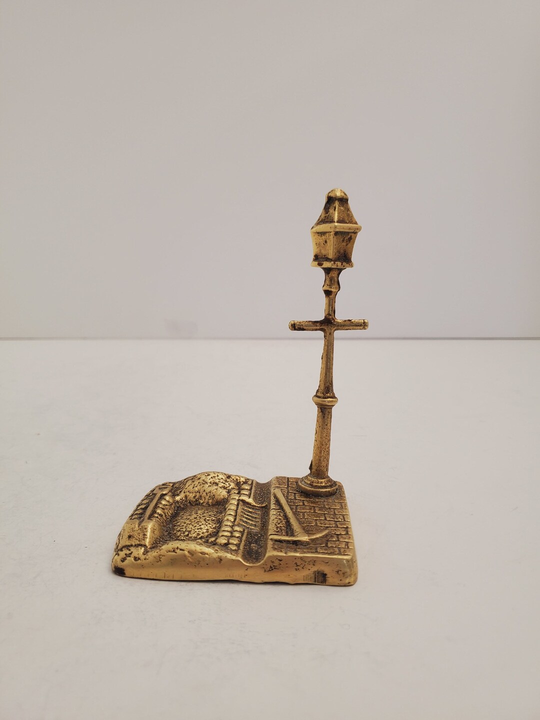 Pavement Lamp Scene || Sculpture / Statue || Vintage Solid Brass Street ...