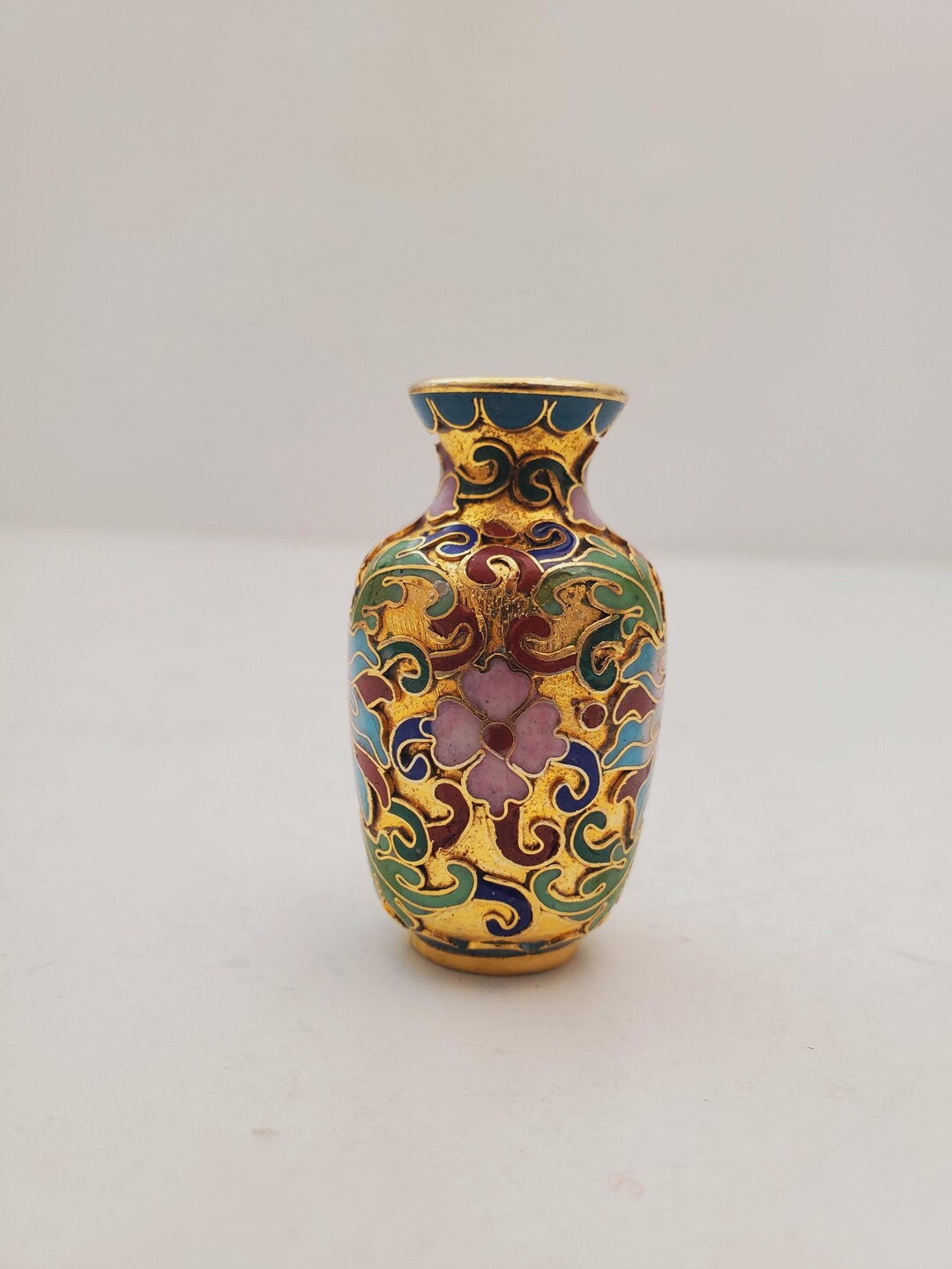 Vintage Miniature Cloisonne Enamel Bud Vase / Small Cloisonne Vase ...