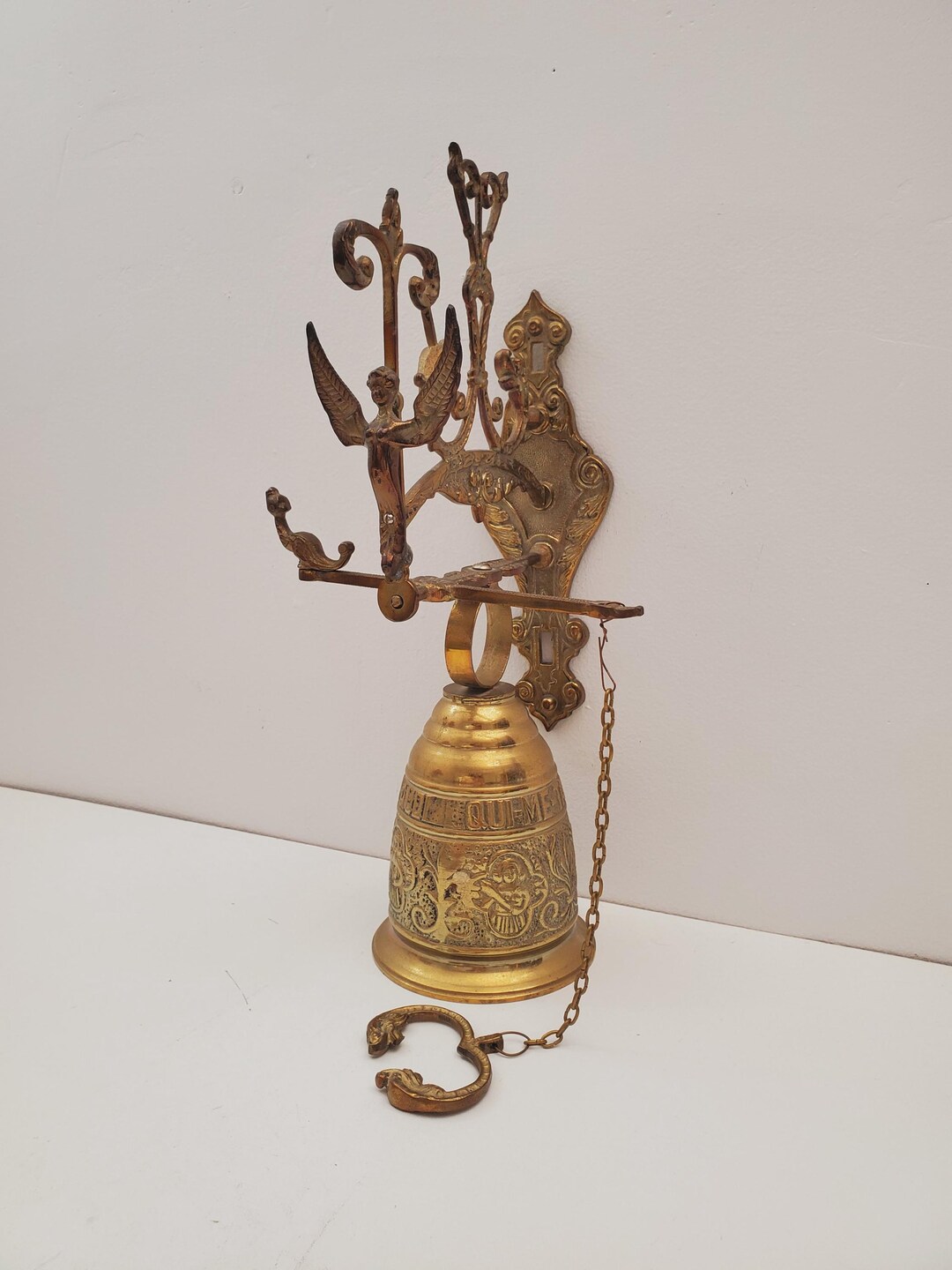 Antique Bronze Monastery Bell Doorbell With Angel 1940s Vocem Meam ...