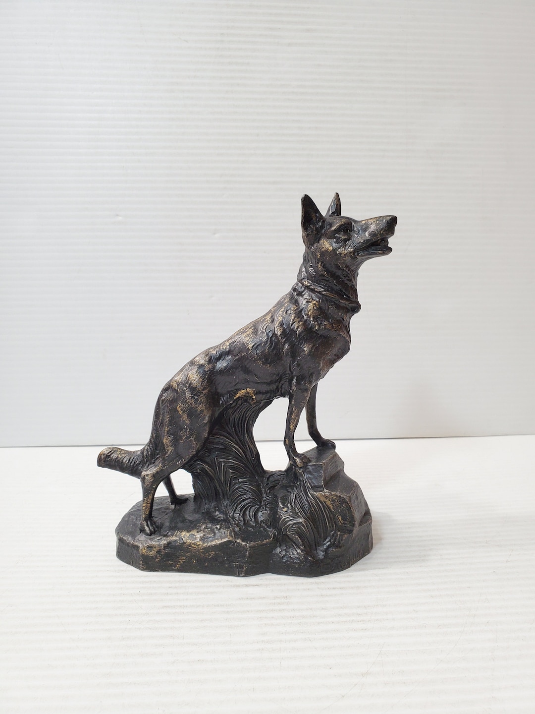 Bronze Wolf Sculpture- Bronze Statue Wolf on a Stand- Home Gift- Bronze ...