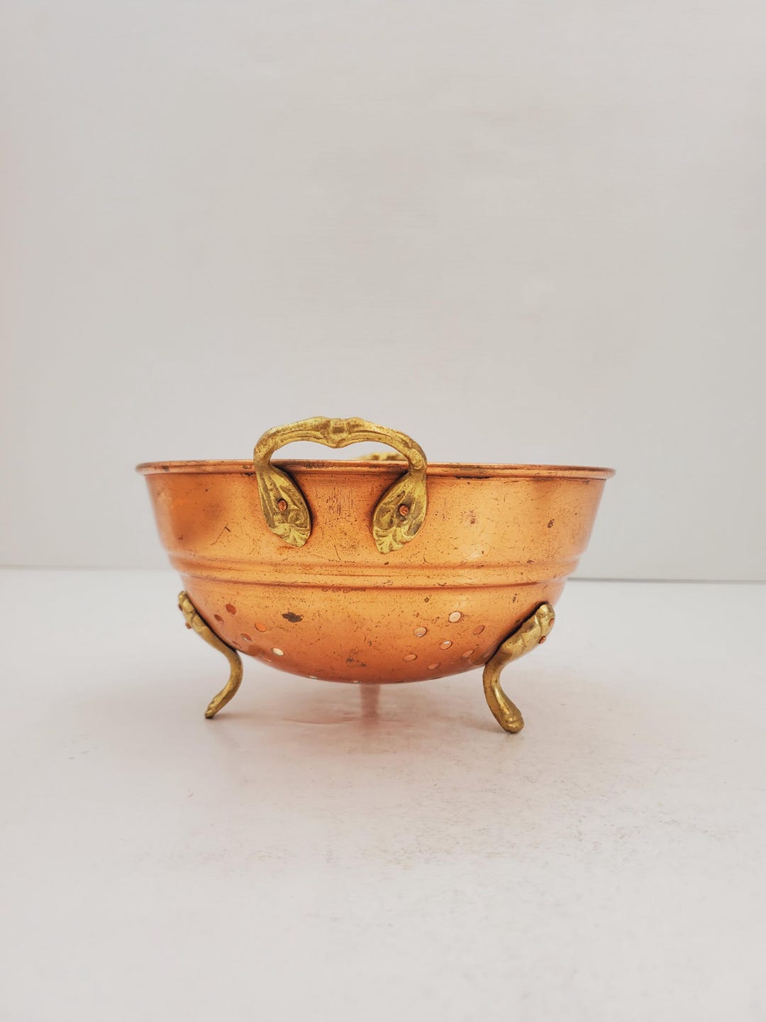 Vintage Copper Colander Strainer With Handles Copper Colander. Copper ...