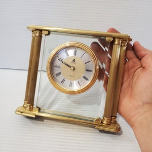 Vintage Clock Beveled Glass Quartz Clock - Vintage Desk Table or Mantle ...