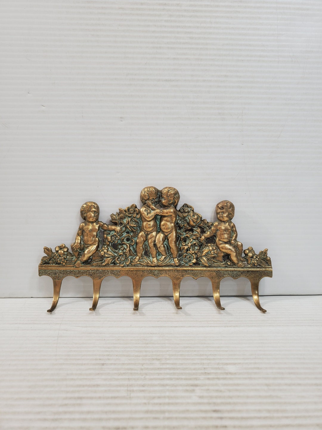 Vintage Brass Cherub Children Key Holder - French Chic Angel Cherub ...