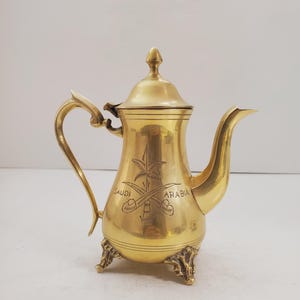Vintage Brass Footed Tea/coffee Pot , Made in Saudi Arabia , Brass ...