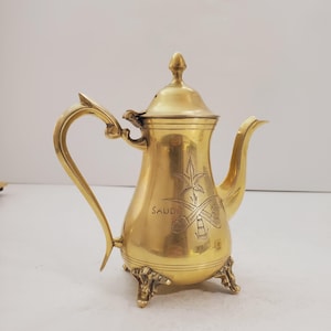 Vintage Brass Footed Tea/coffee Pot , Made in Saudi Arabia , Brass ...
