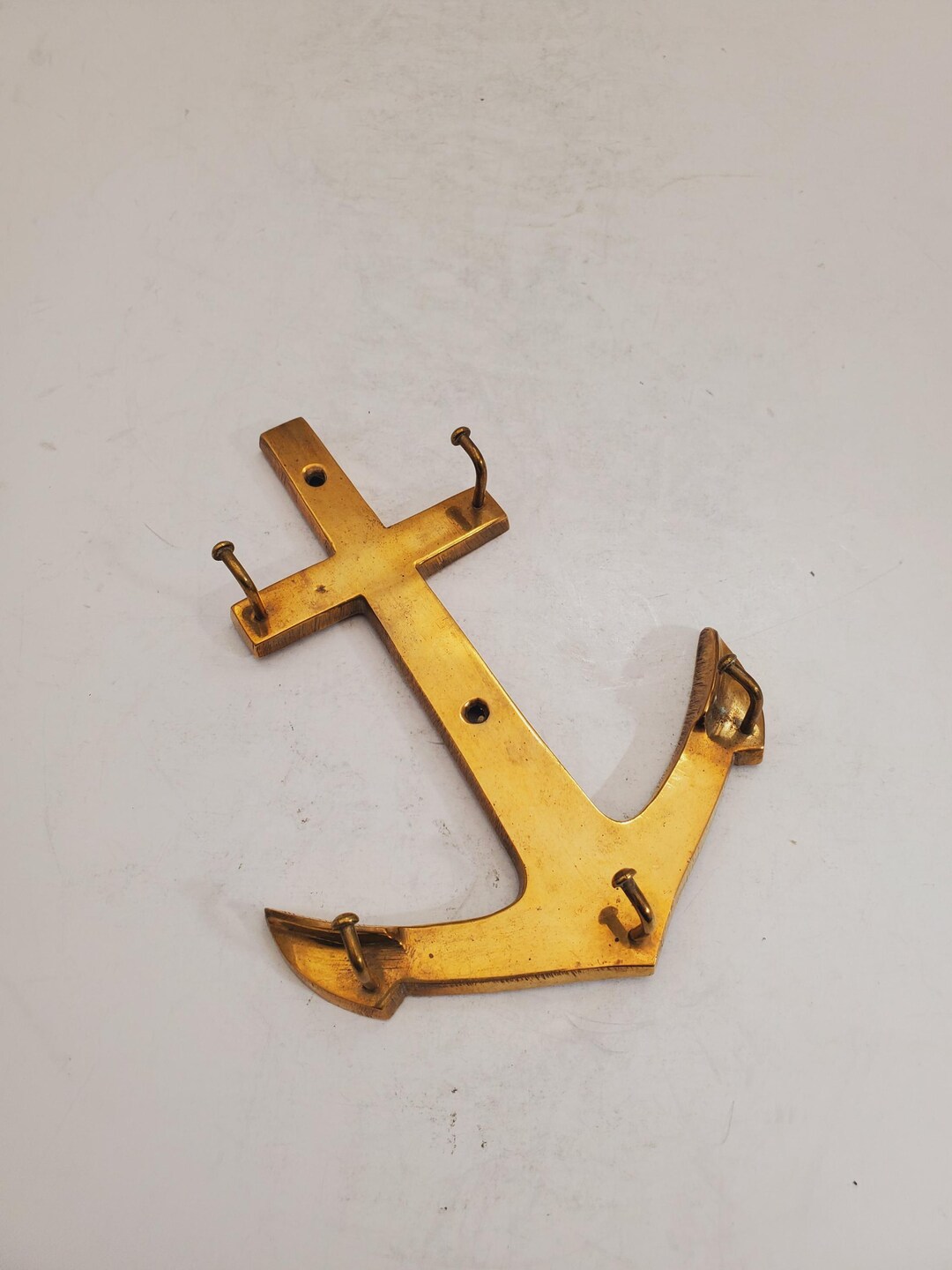 Vintage Brass Wall Key Holder Rack With Five (5) Hooks | Mid Century ...