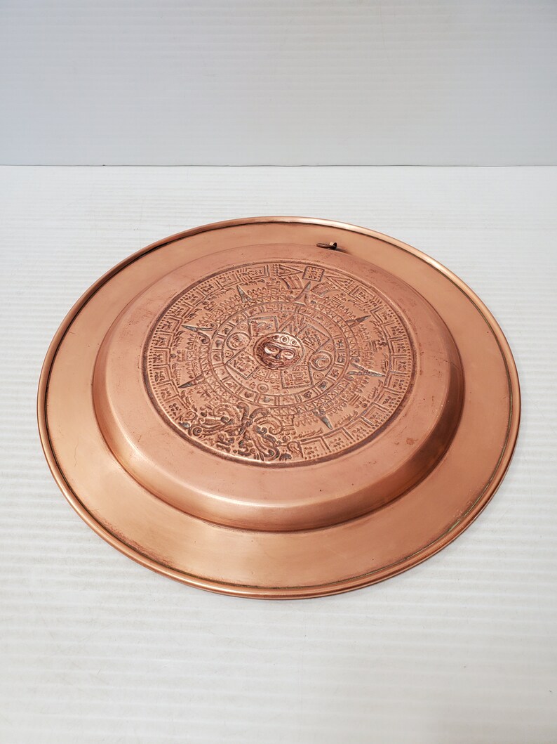 Vintage 11.5" Mexican Aztec Embossed Copper Metal Wall Calendar Plaque ...