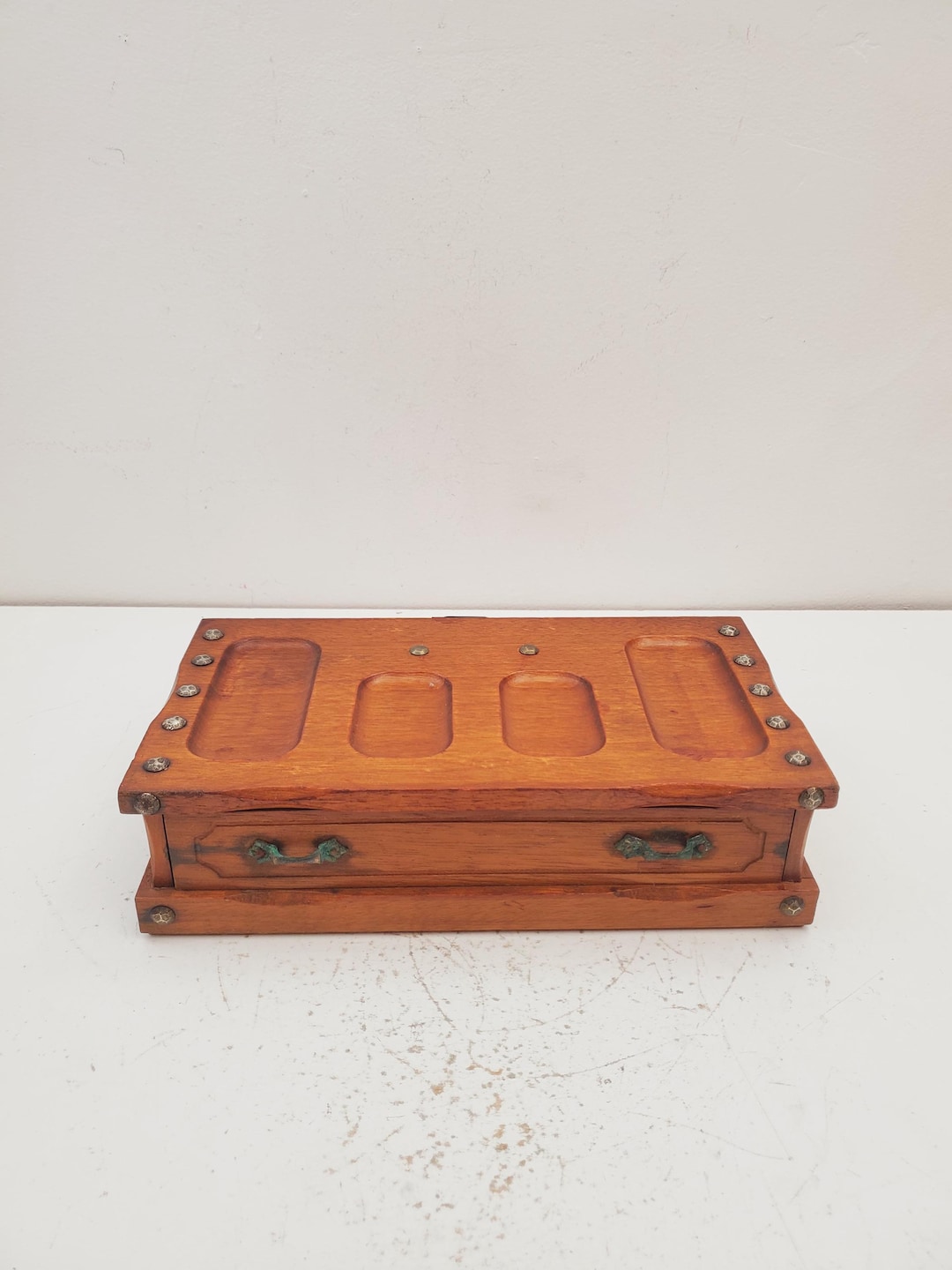 Vintage Gunther Mele 1970's Wooden Jewelry Box. Jewellery With Drawer ...
