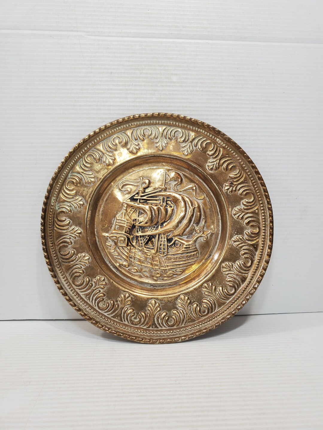 Lombard of England Decorative Brass Plate of Sailing Ship Vintage ...