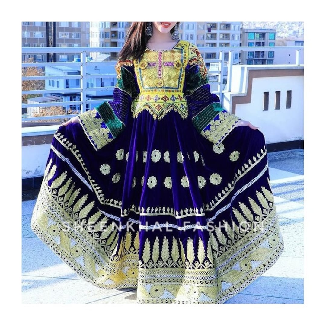 Afghan Dress for Women - Traditional Bridal Afghan Dress With Full Hand ...