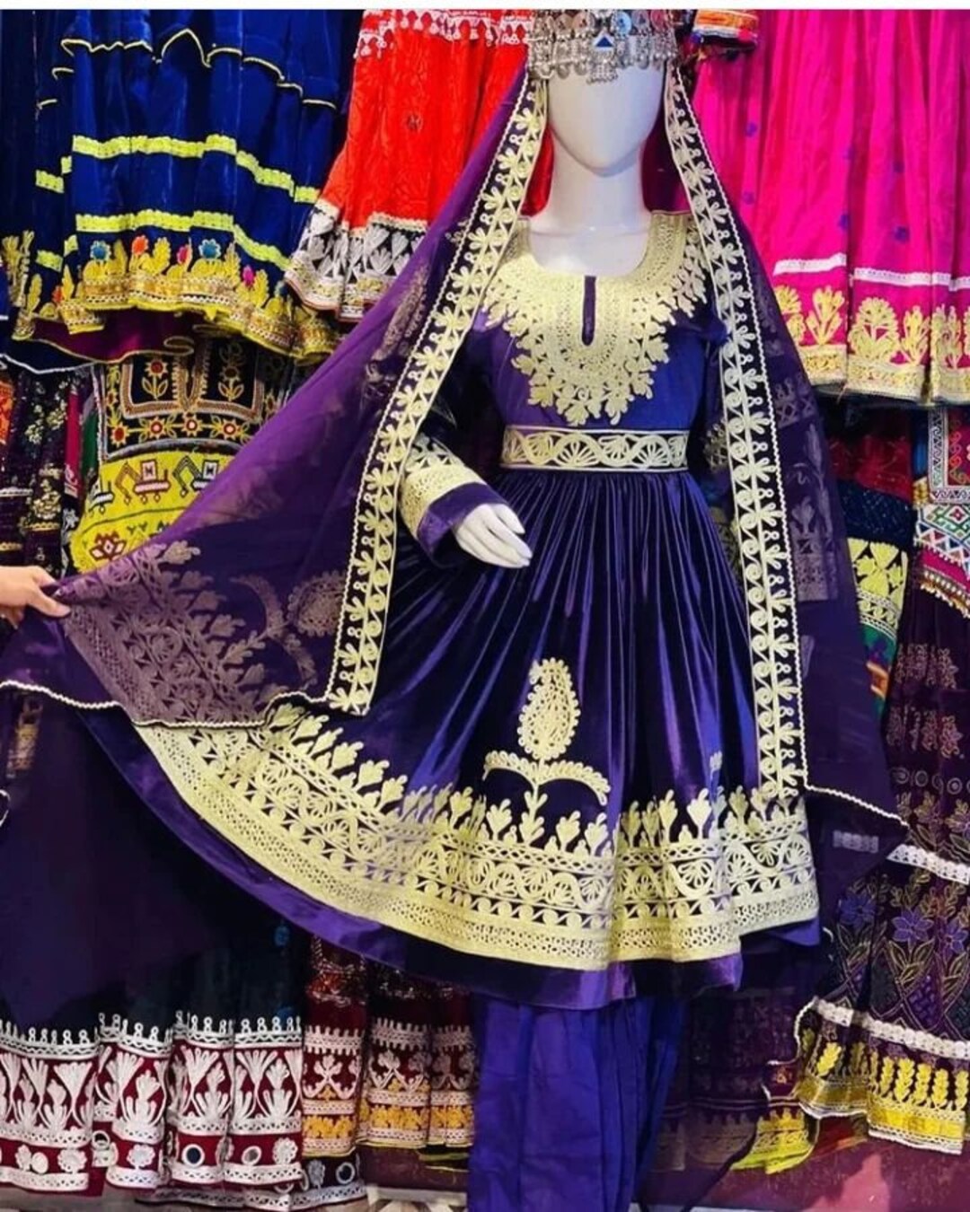 Traditional Afghan Dress Valvet With Full Hand Made Embroidery - Etsy