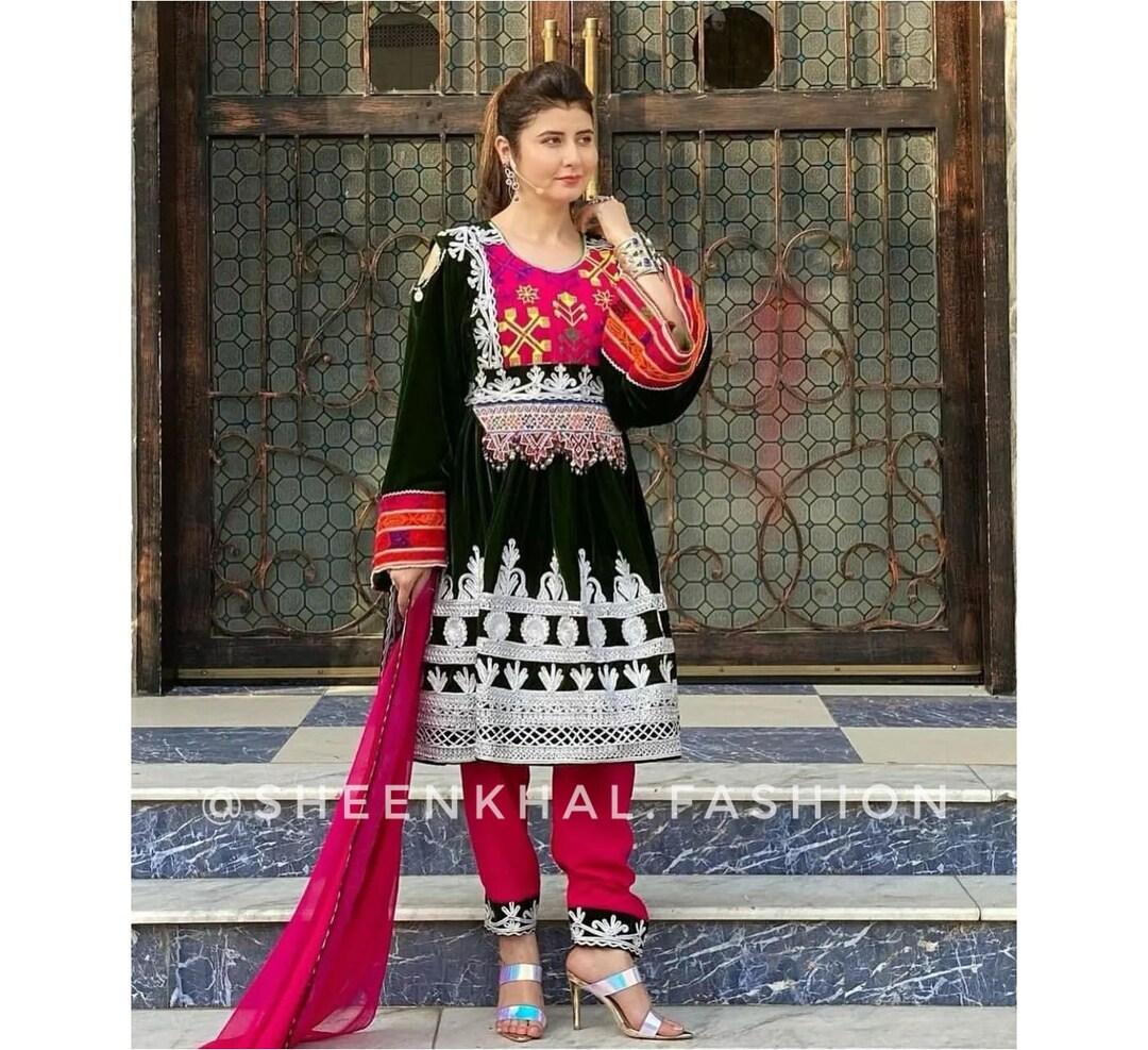 Najiba Faiz Afghan Dress for Women - Traditional Afghan Dress With Full ...