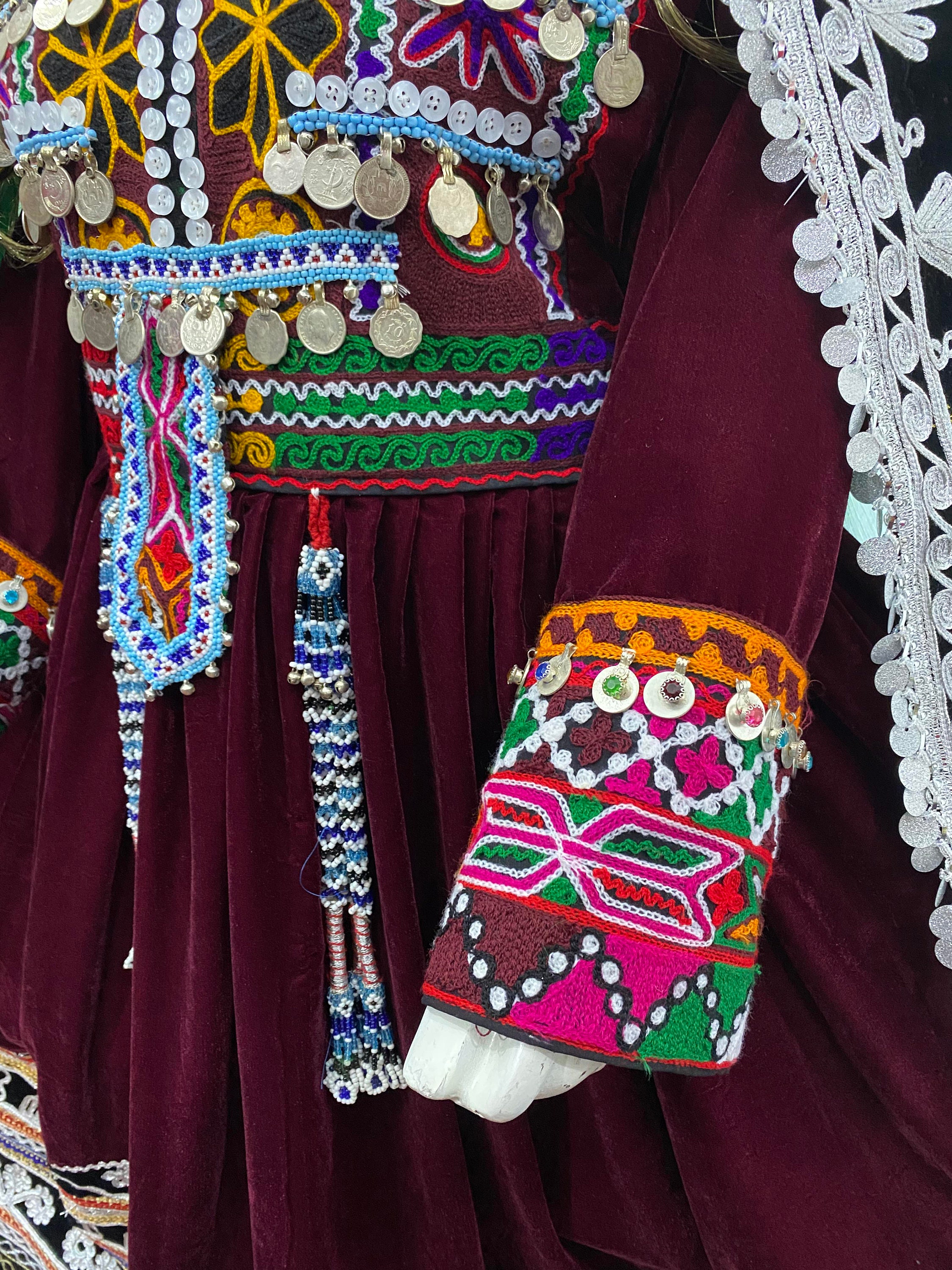 Afghan Traditional Dress Maroon With Full Hand Made Embroidery - Etsy