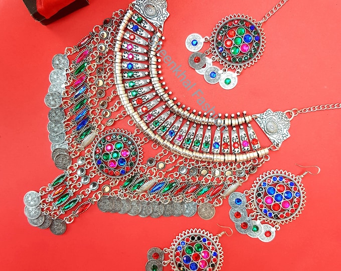 Afghan Jewelry Set Hand Made Afghani Necklace and Earrings Cristmas ...