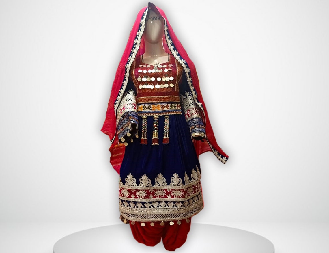 Afghan Kuchi Tribe Blue & Silver Coin Embroidery Beautiful - Etsy