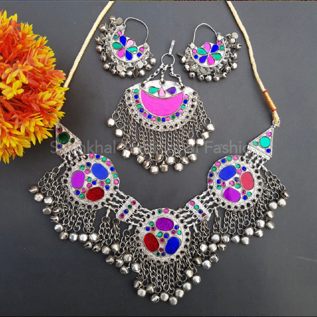 Afghan Jewelry Set, Hand Made Afghani Choker, Vintage Jewelry, Kuchi ...