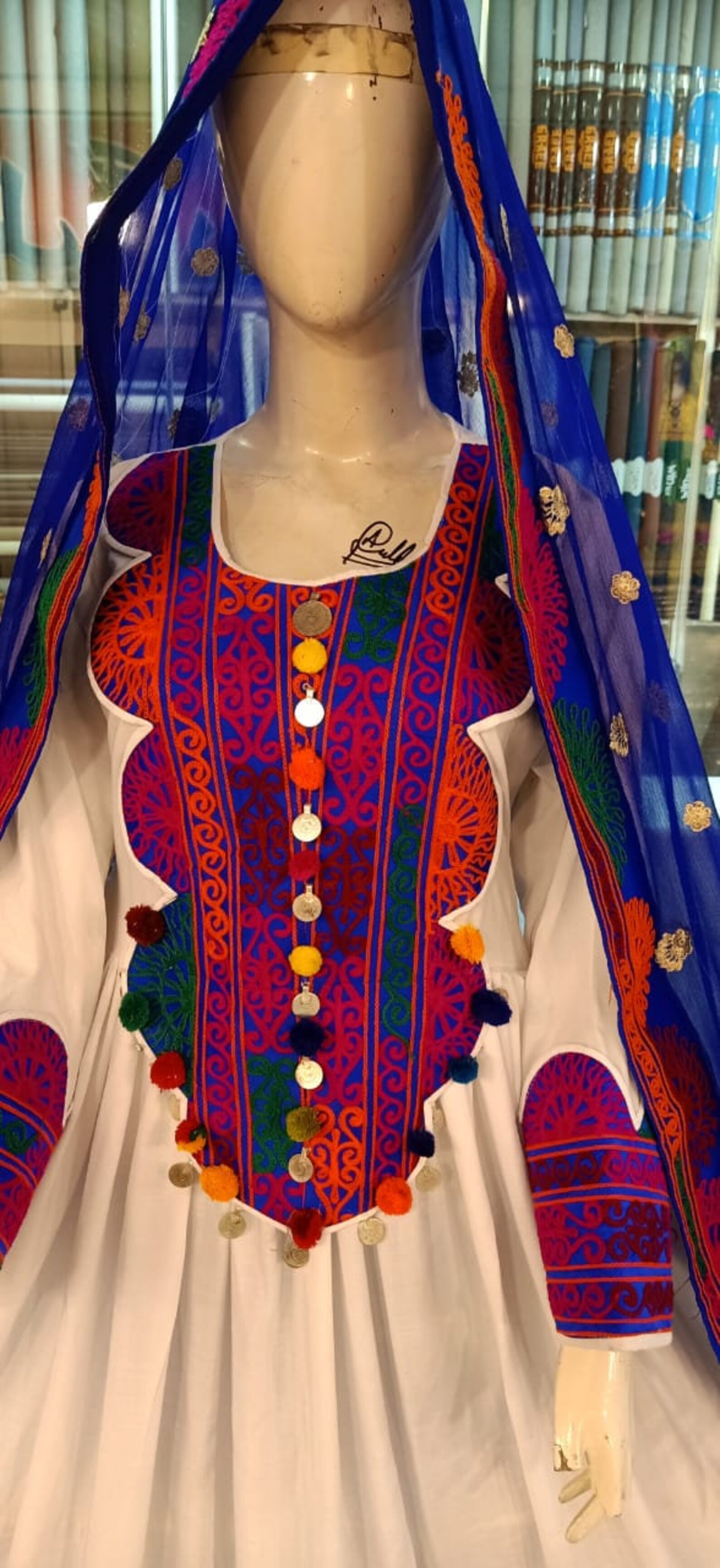 Afghan Kuchi Tribe White and Blue Embroidery Beautiful Afghani - Etsy UK