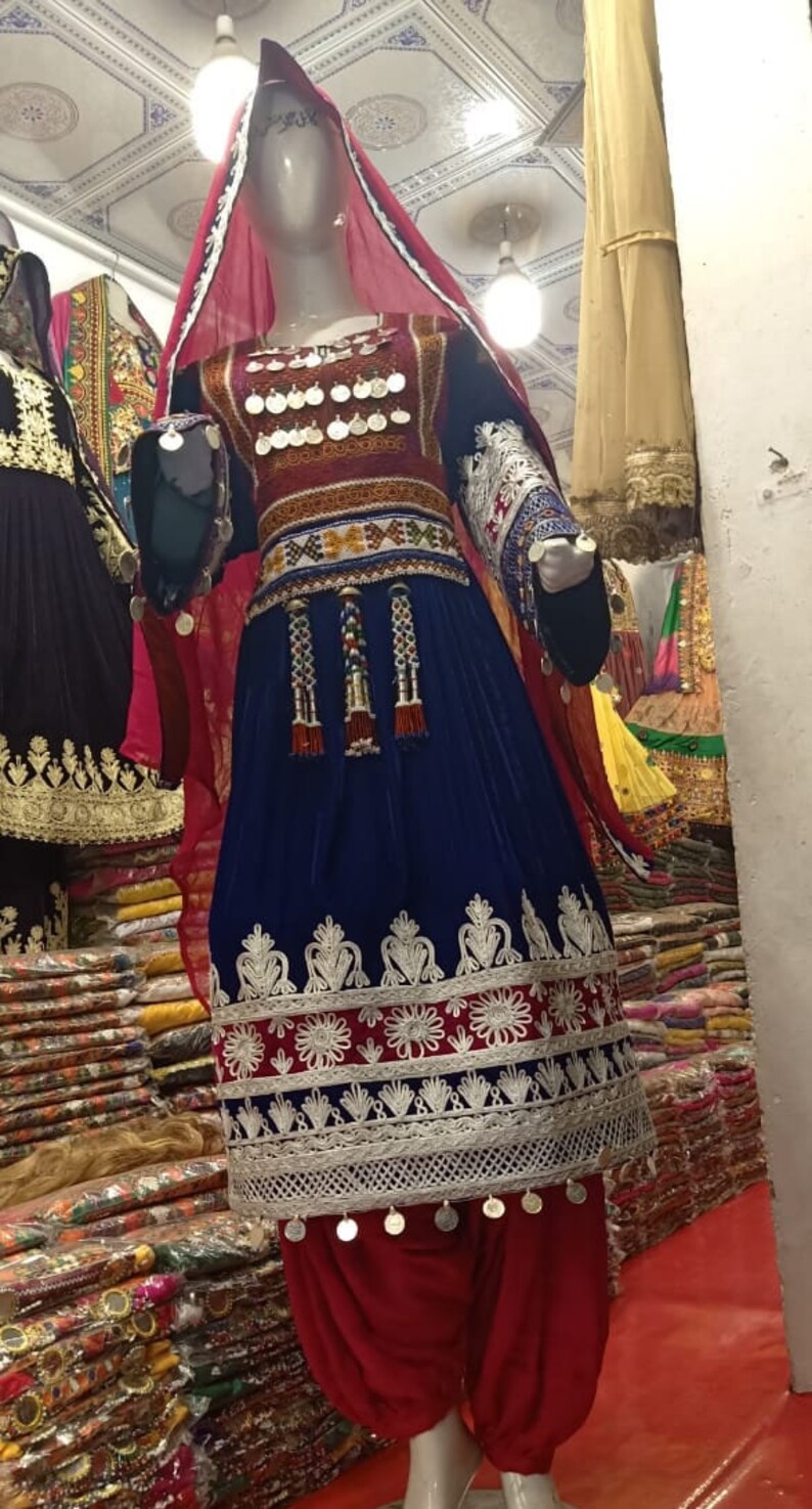 Afghan Kuchi Tribe Blue & Silver Coin Embroidery Beautiful - Etsy