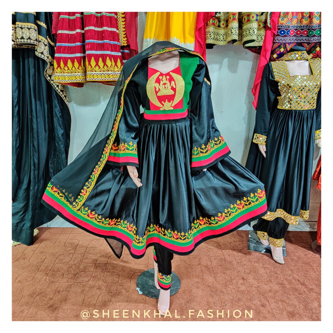 Afghan Flag Dress - Traditional Afghan Dress With Full Hand Made With ...