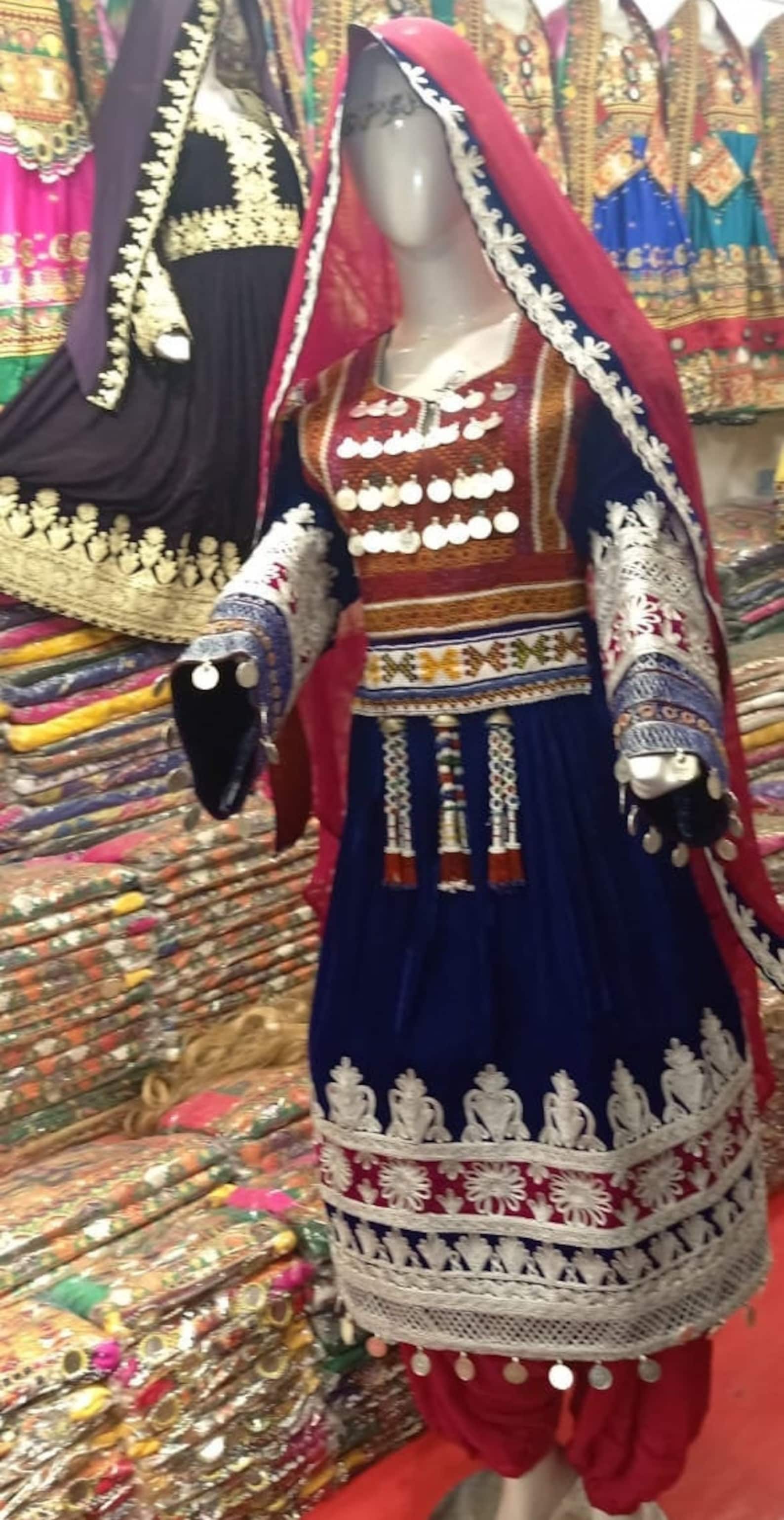 Afghan Kuchi Tribe Blue & Silver Coin Embroidery Beautiful - Etsy