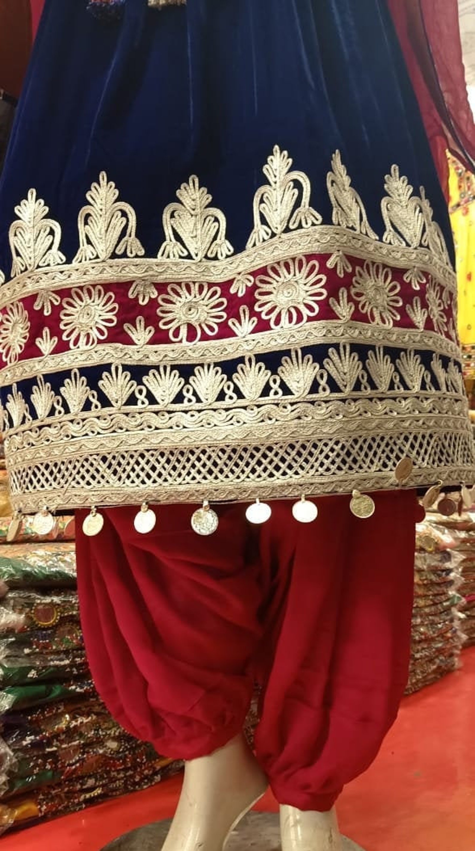 Afghan Kuchi Tribe Blue & Silver Coin Embroidery Beautiful - Etsy