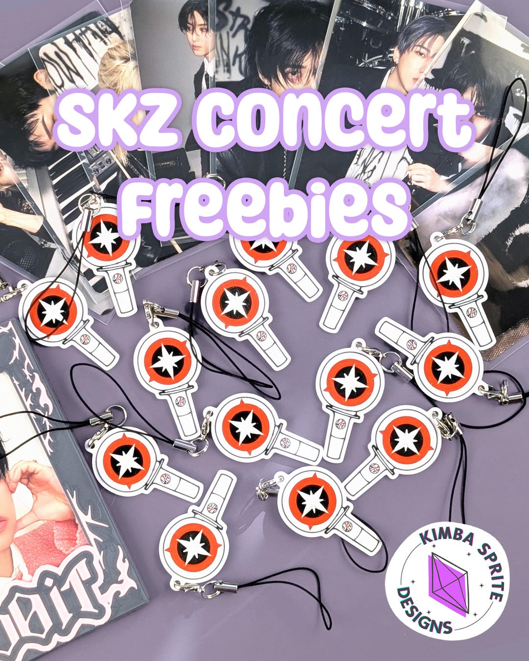 SKZ Lightstick Keychain Freebies, 3D Printed Stray Kids Phone Charms ...
