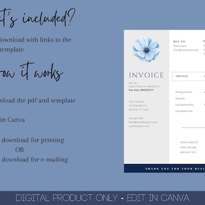 EDITABLE Modern Invoice Template for Mental Health Therapists ...