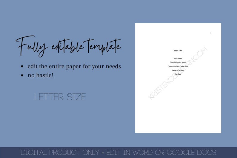 INSTANT DOWNLOAD APA 7th Edition Template for Students and ...