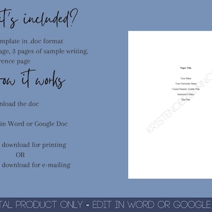 INSTANT DOWNLOAD APA 7th Edition Template for Students and ...