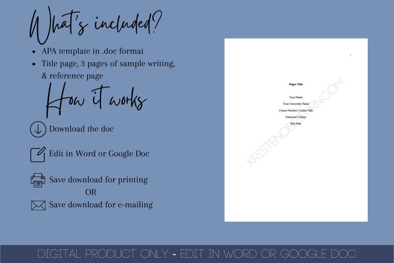 INSTANT DOWNLOAD APA 7th Edition Template for Students and ...