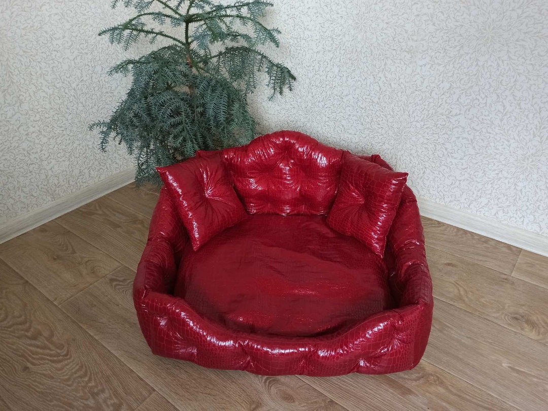 Red Luxury Dog Bed, Dog Sofa, Large Dog Bed, Personalized Pet Bed ...