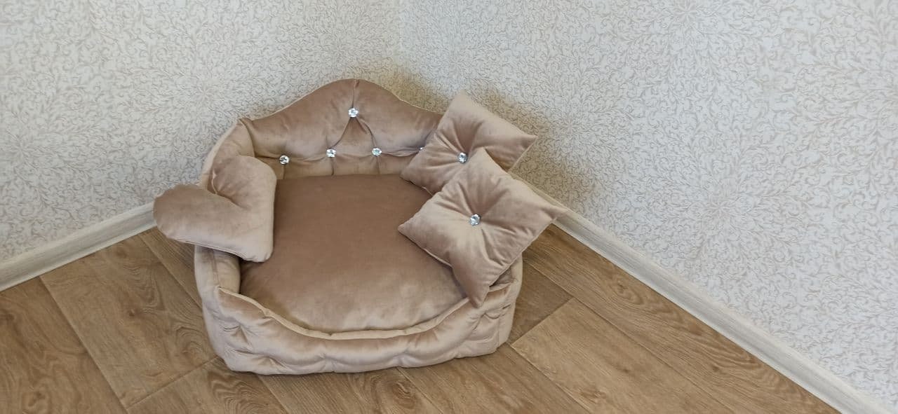 Cat Bed Beige Princess Bed Sparkles Dog Bed Medium or Small Dog Bed in ...