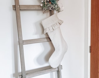 White Linen Christmas Stocking Cuff Ruffle Top - Etsy