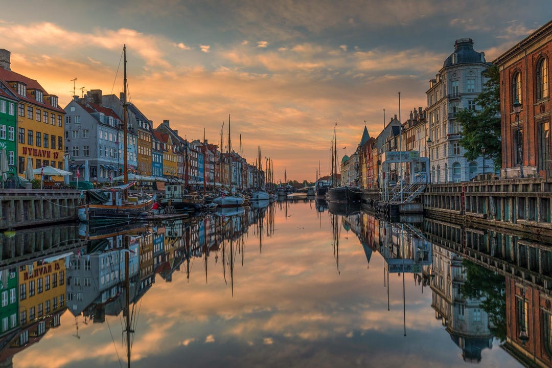 Copenhagen Denmark Desktop Wallpaper – Nyhavn Harbor Sunset – Digital ...