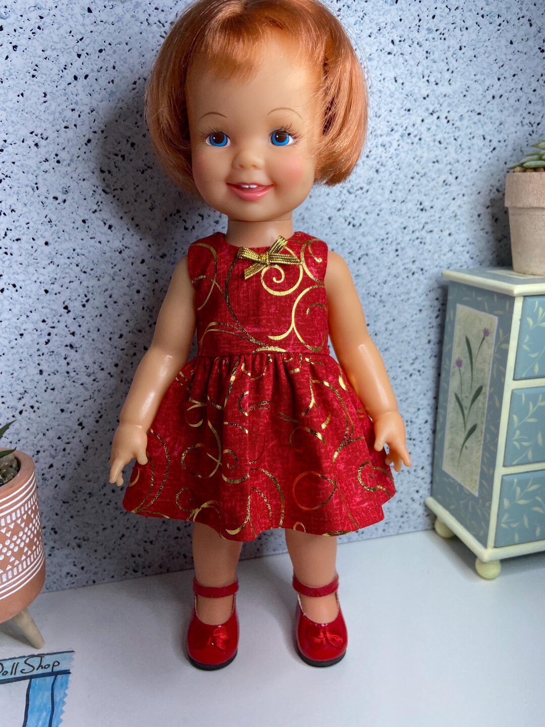 New Handmade Holiday Dress for Ideal Cinnamon Doll - Etsy