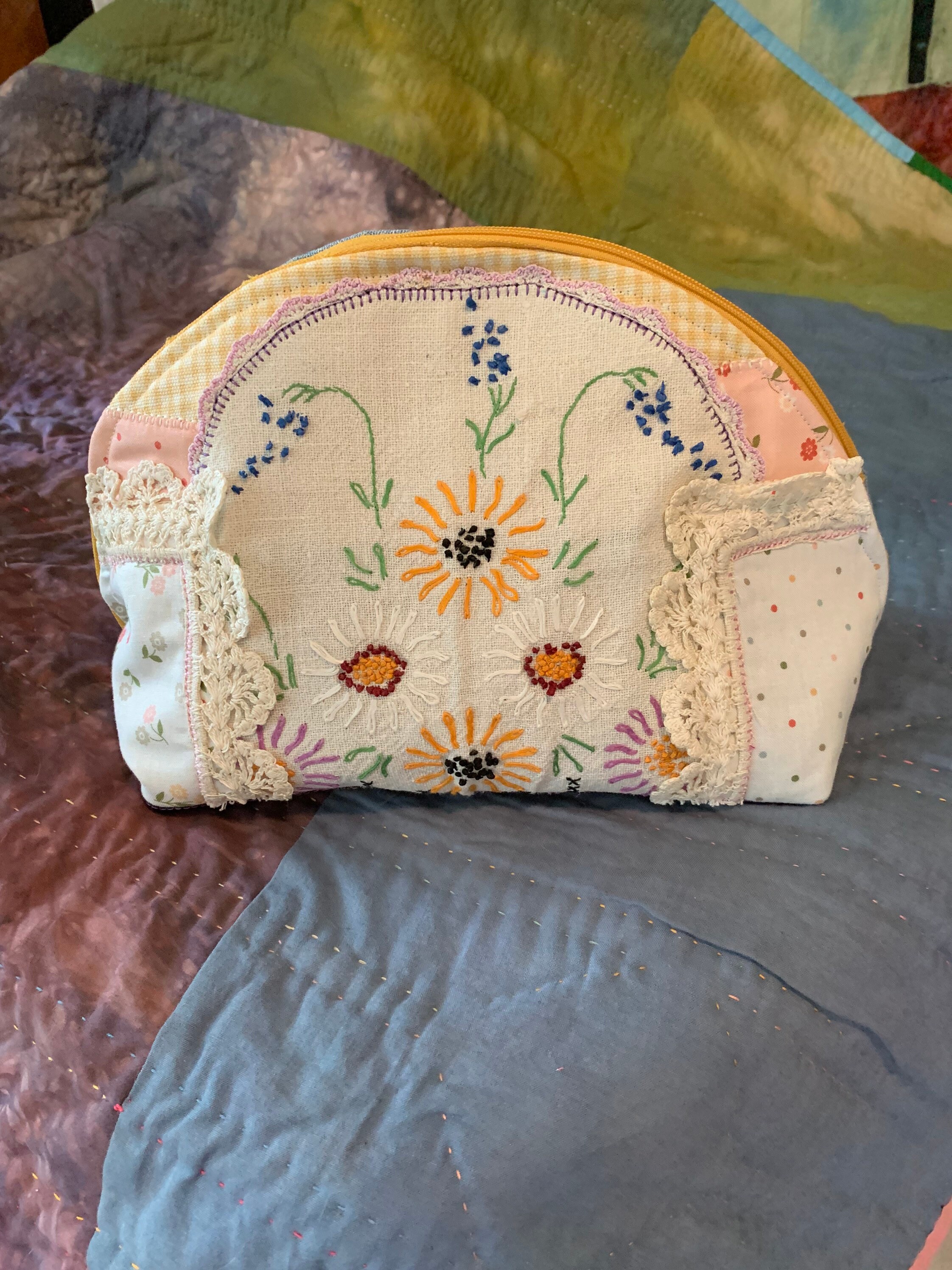 Clam Pouch With Vintage Embroidery - Etsy