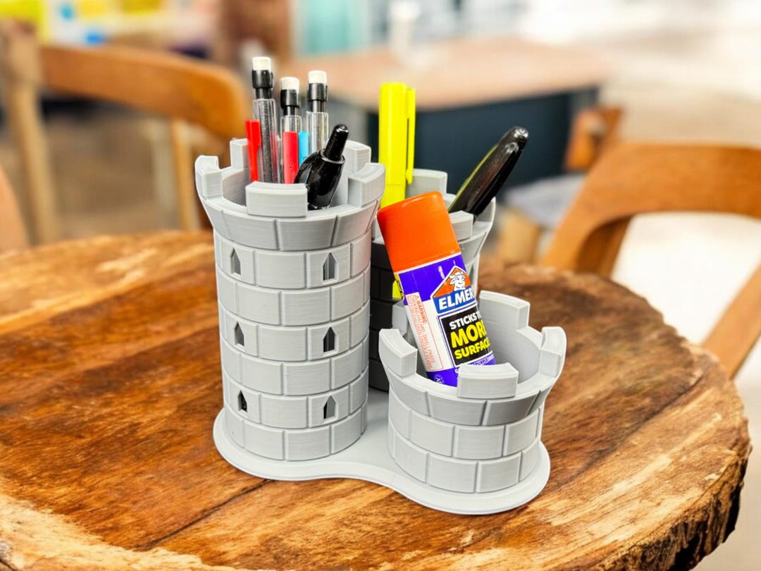 Castle Desk Organizer | Multi-tower Pen, Pencil, & Office Supply Holder ...