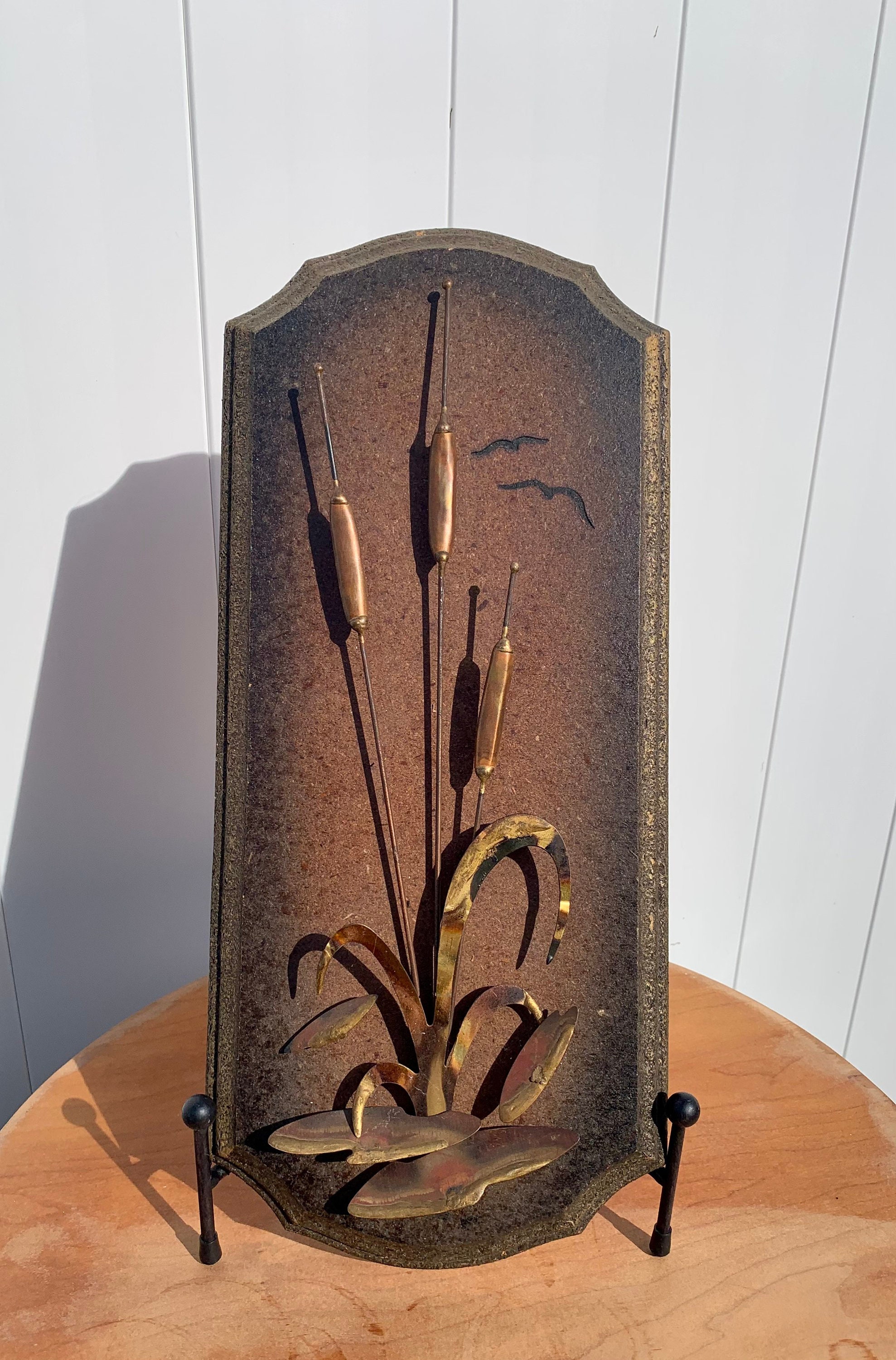 Mid Century Brass Cattail Wall Hanging - Etsy