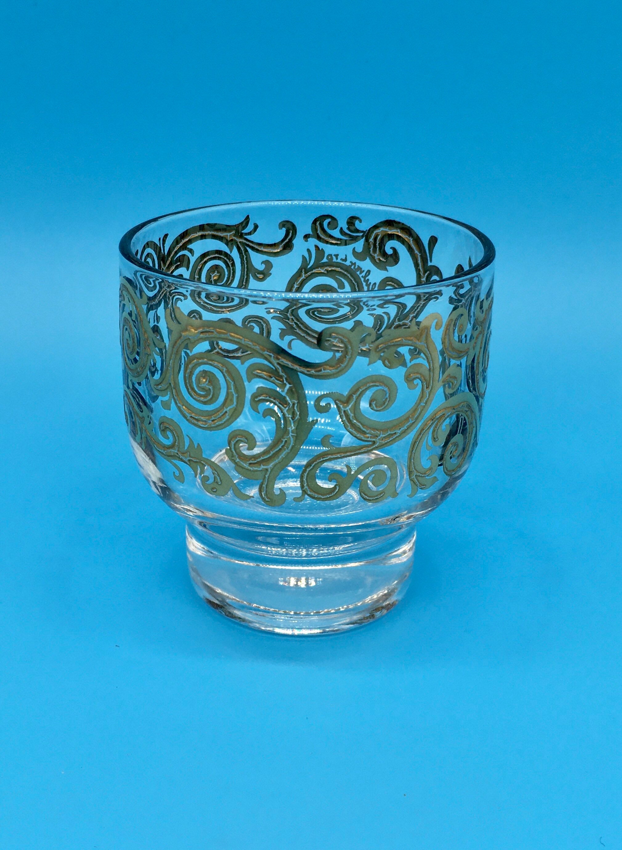 Mid Century Modern Culver 22 Karat Gold Baroque Footed Rocks Glasses ...