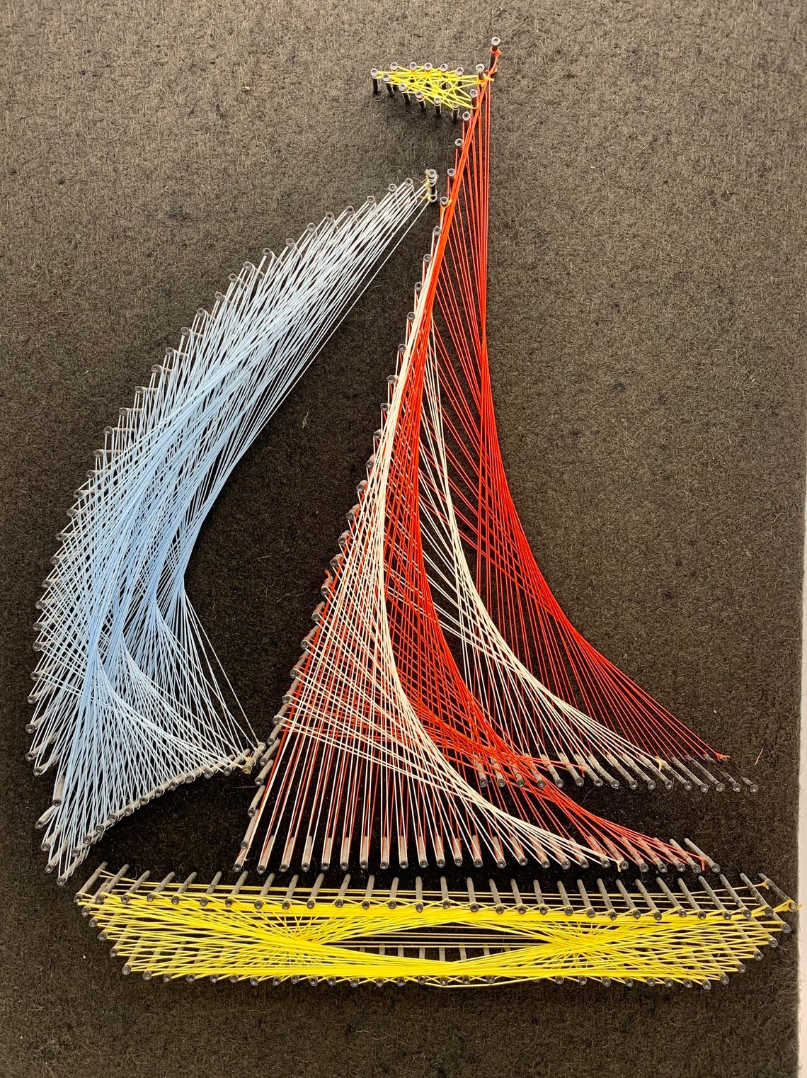 Mid Century Modern String Art Sailboat Wall Hanging - Etsy