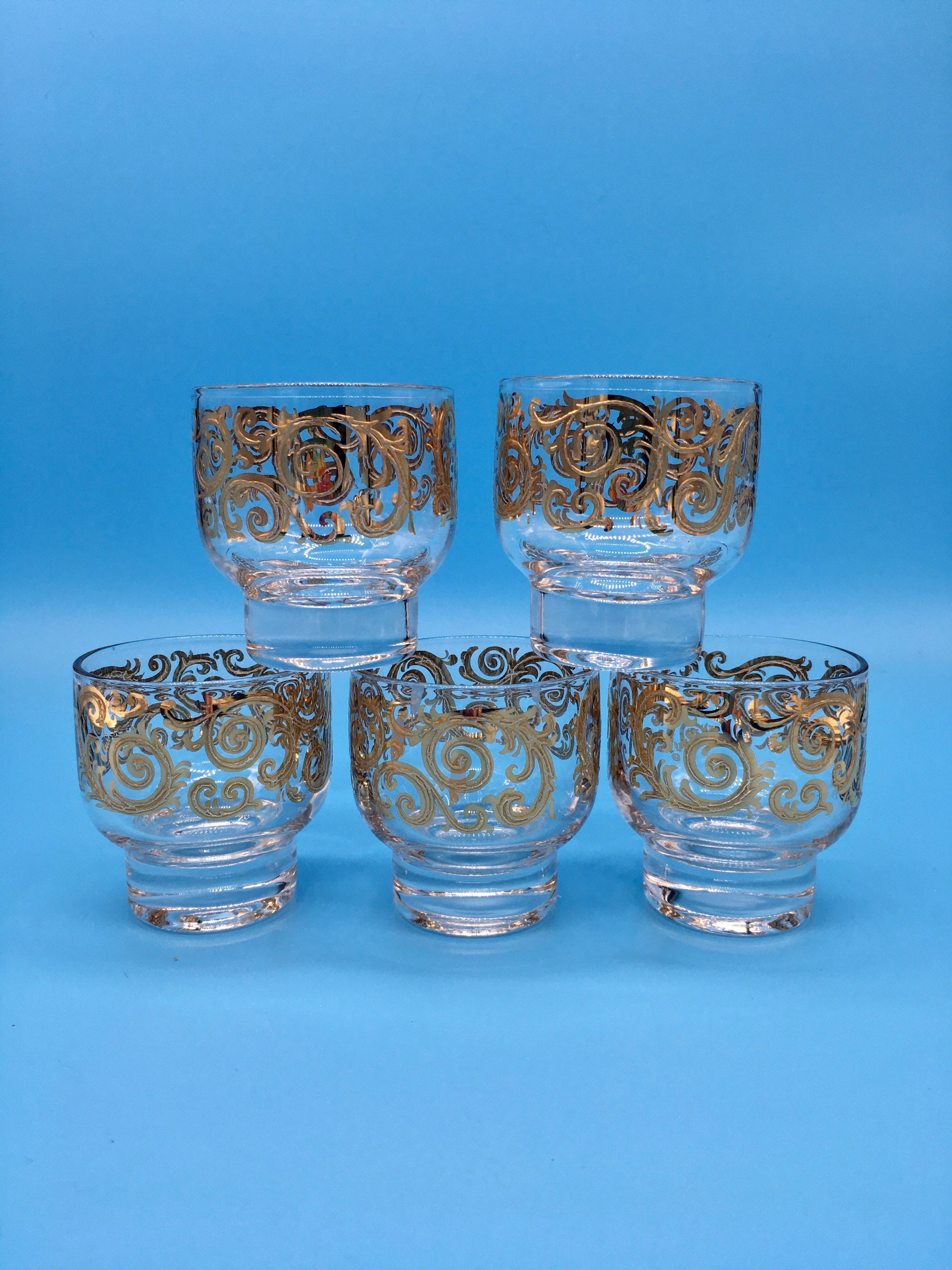 Mid Century Modern Culver 22 Karat Gold Baroque Footed Rocks Glasses ...